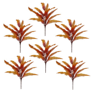 6 x 55cm Artificial Autumn Fern Bush Plant – Leaf Artificial Plants & Trees