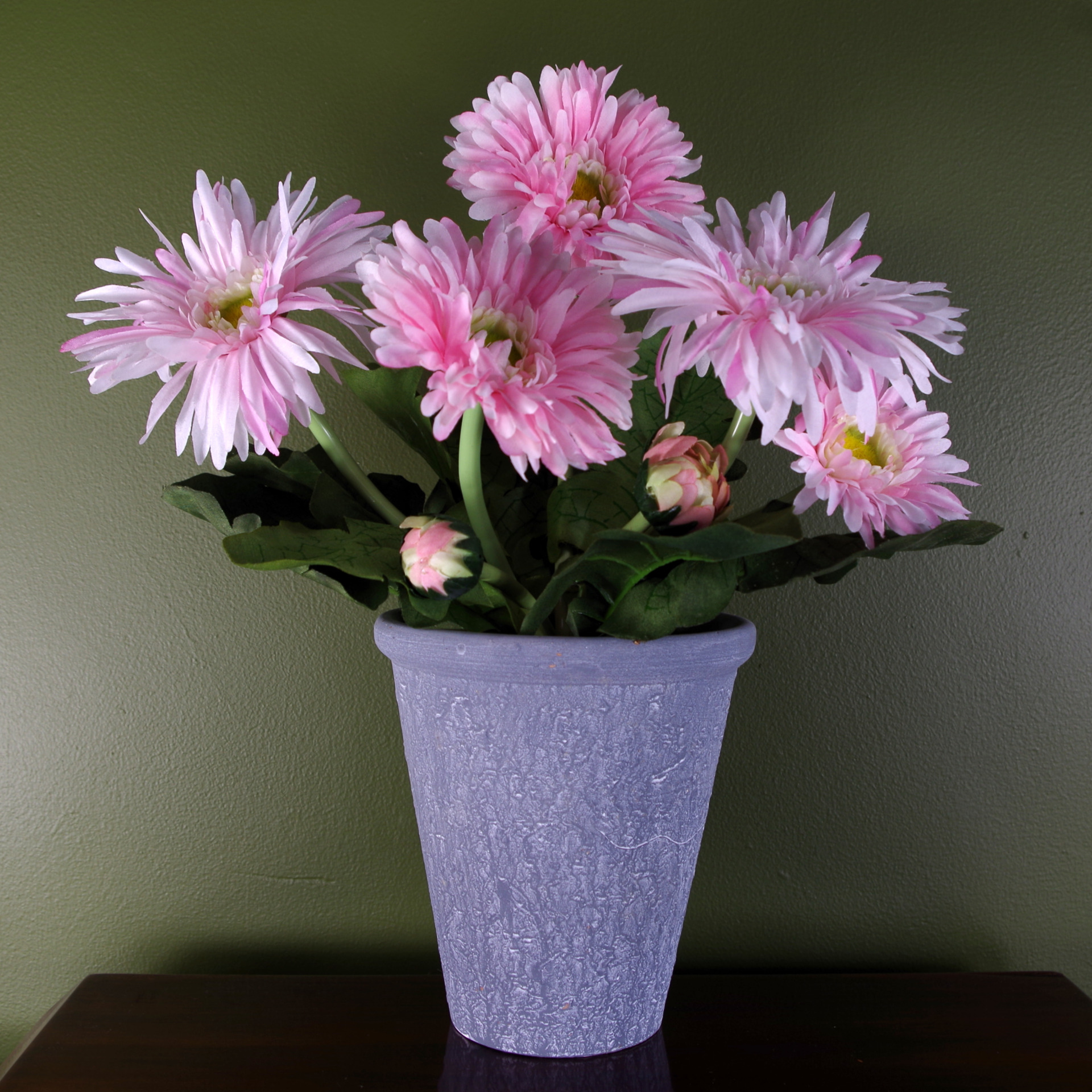 Pink Potted Daisy Flowering Plant Artificial – Leaf Artificial Plants ...