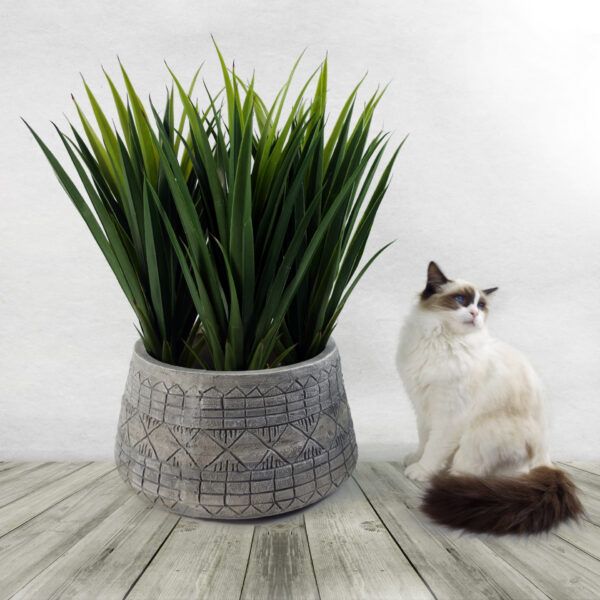 Large Composite Embossed Planter – Leaf Artificial Plants & Trees