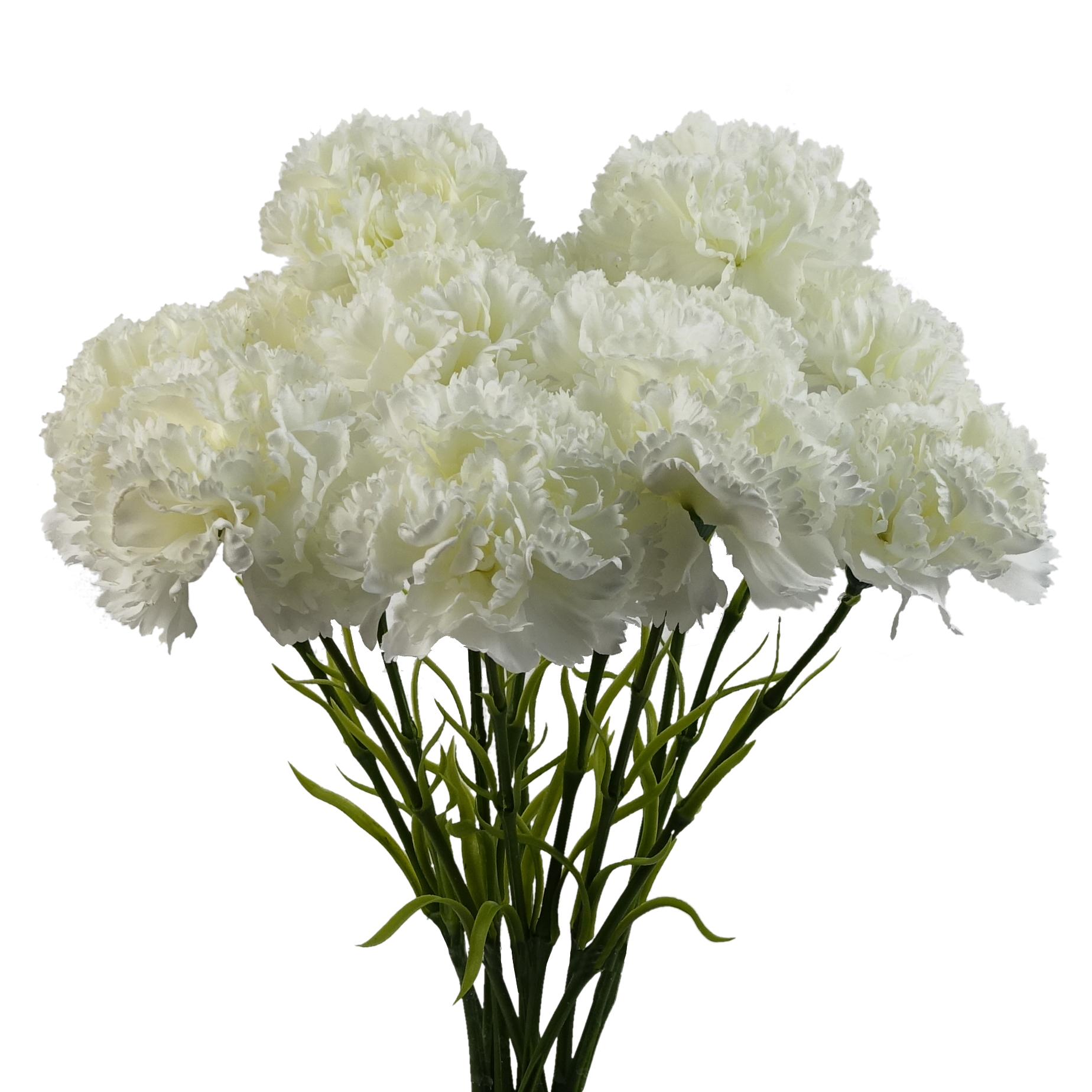 12 x White Carnation Artificial Flowers – Leaf Artificial Plants & Trees
