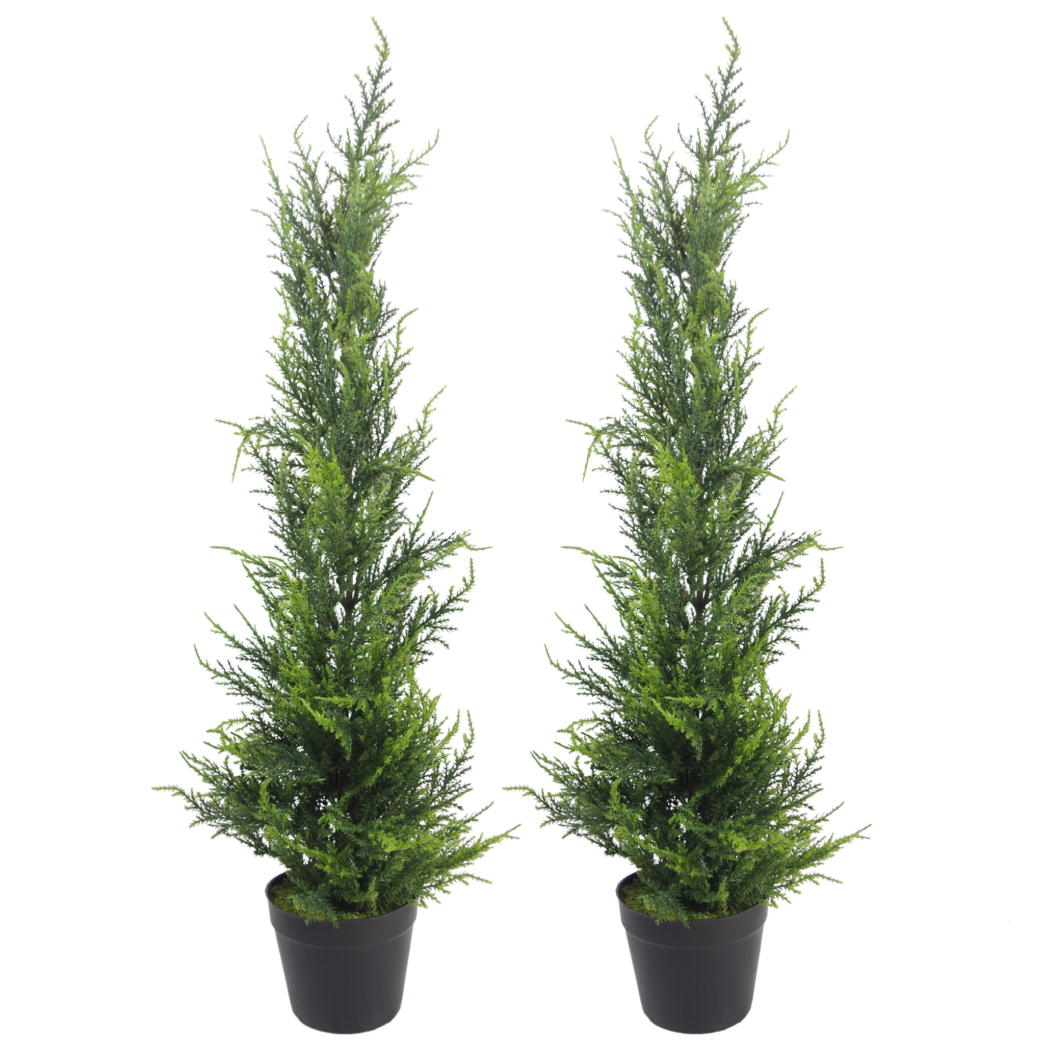 Pair of 80cm Artificial Cedar Cone Cypress Conifer Topiary Trees – Leaf ...
