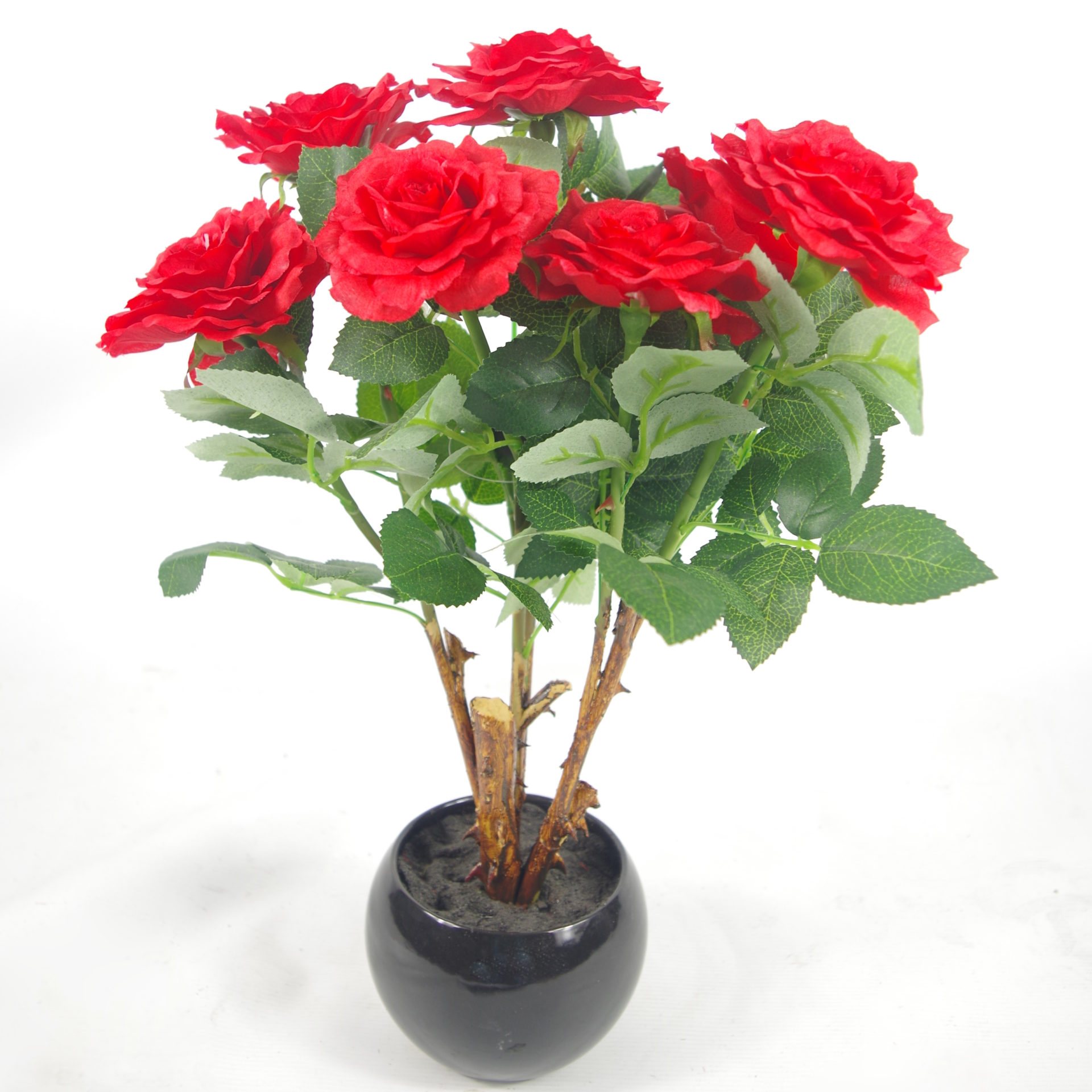 42cm Artificial Rose Plant Medium Red in Ceramic Planter – Leaf ...