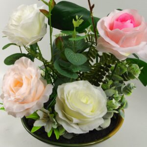 35cm Mixed Artificial Rose Bush Display – Leaf Artificial Plants & Trees
