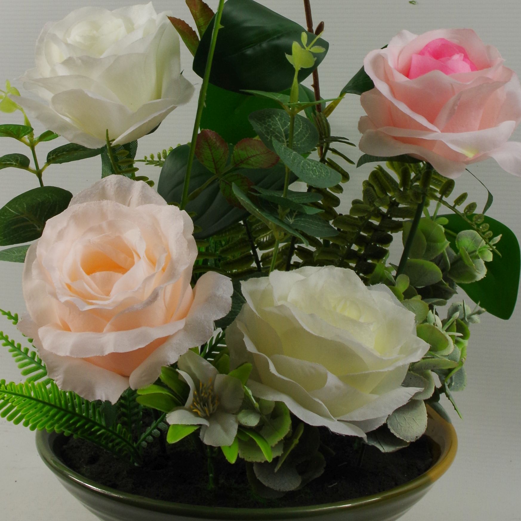35cm Mixed Artificial Rose Bush Display – Leaf Artificial Plants & Trees